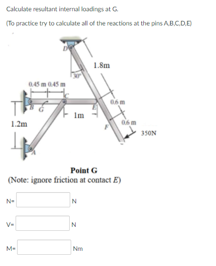 Solved Calculate resultant internal loadings at G. (To | Chegg.com