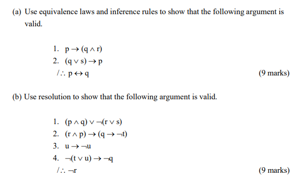 Solved (a) Use equivalence laws and inference rules to show | Chegg.com