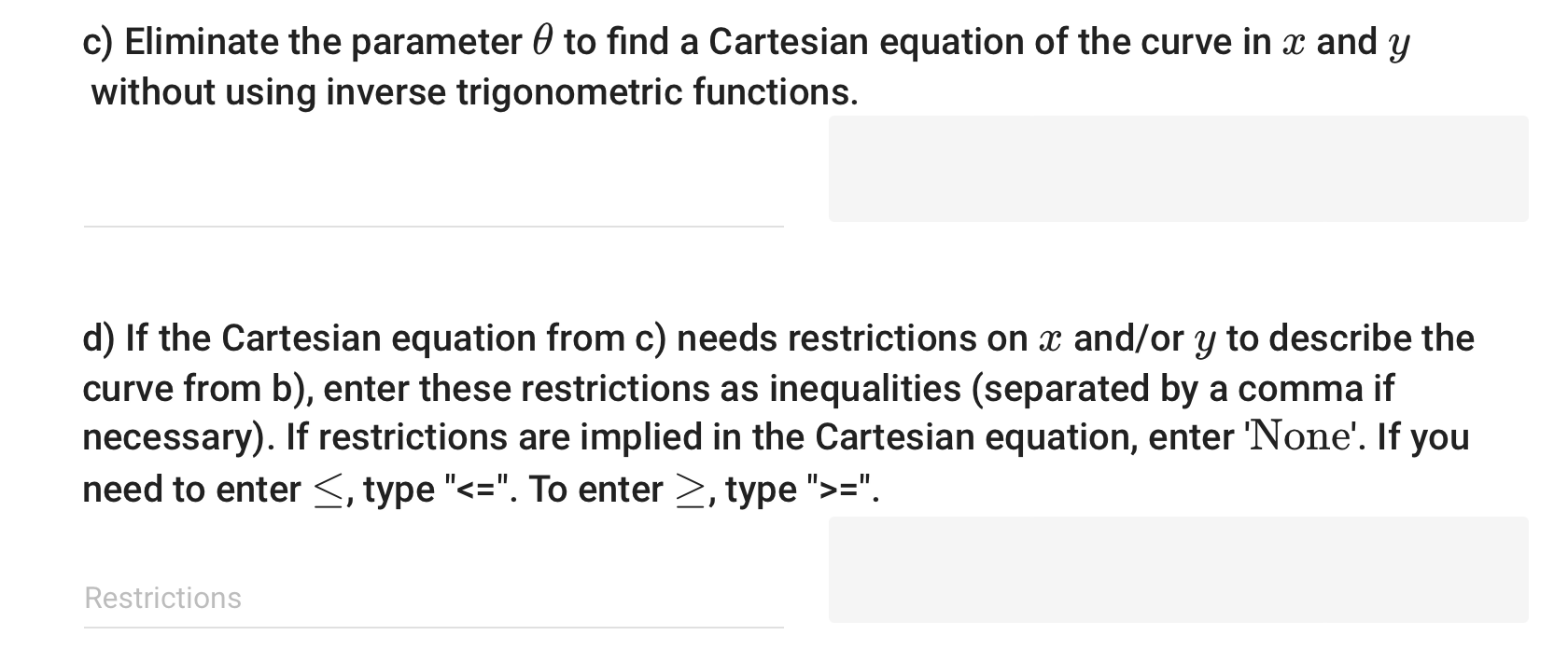 Solved Consider the following parametric equations. | Chegg.com
