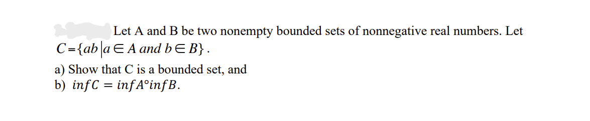 Solved Let A and B be two nonempty bounded sets of | Chegg.com