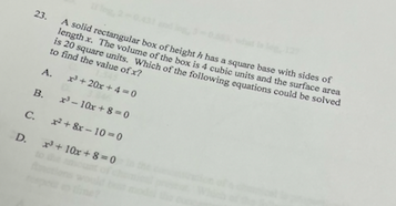 Solved 23 A solid rectangular box of height A has a square | Chegg.com