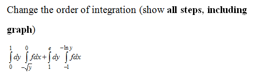 Solved Change the order of integration (show all steps, | Chegg.com