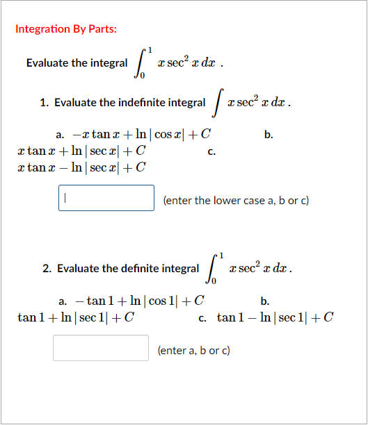 Solved Integration By Parts: Evaluate the integral [ secº | Chegg.com