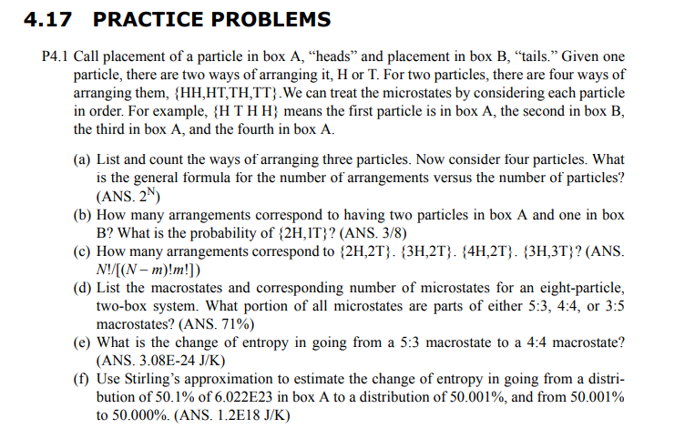 Solved P4.1 Call placement of a particle in box A, "heads" | Chegg.com