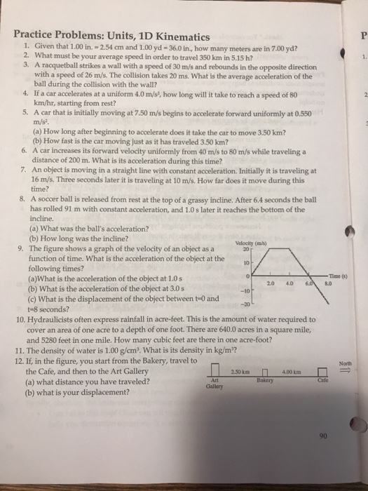 Solved Practice Problems: Units, 1D Kinematics Given that | Chegg.com