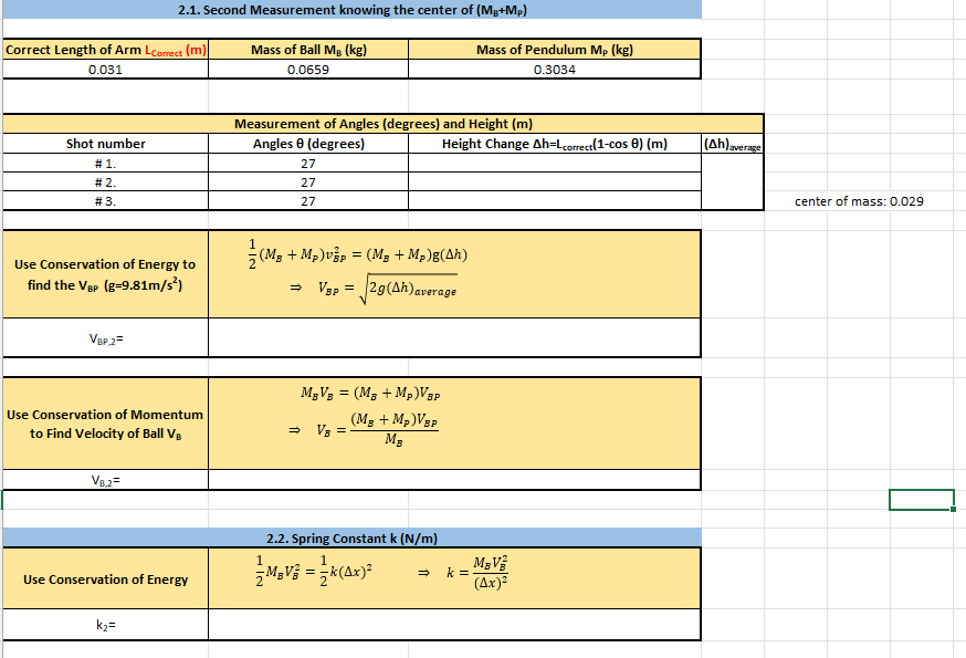 Solved 2.1. Second Measurement knowing the center of (MB+MP) | Chegg.com