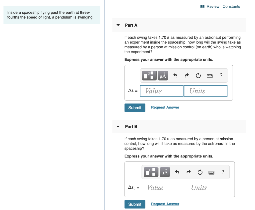 Solved Review Constants Inside a spaceship flying past the | Chegg.com
