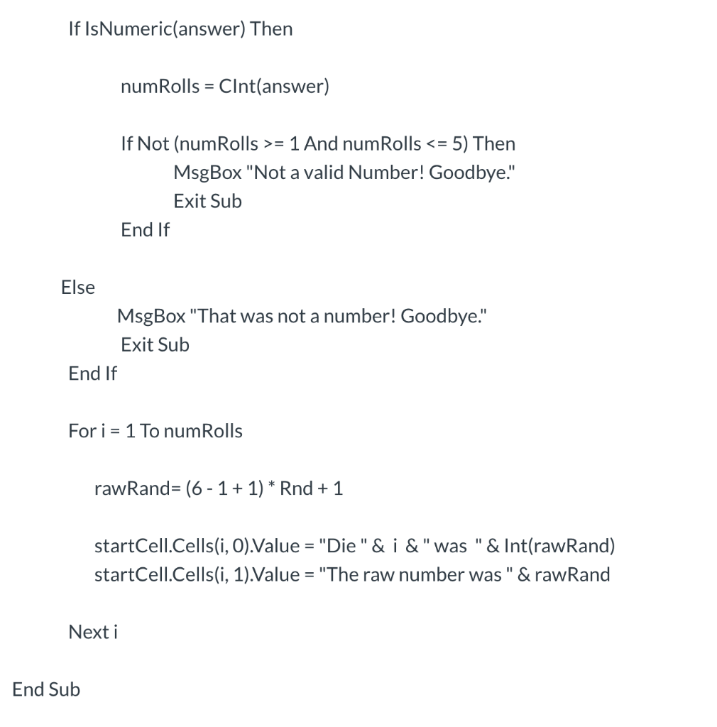 Solved Excel Vba Question Use The Five Blank Spaces To