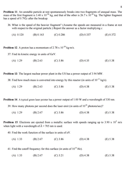 Solved Problem 11. An unstable particle at rest | Chegg.com