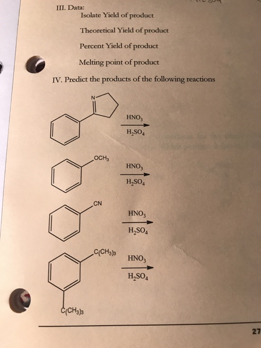 Solved III. Data: Isolate Yield of product Theoretical Yield | Chegg.com