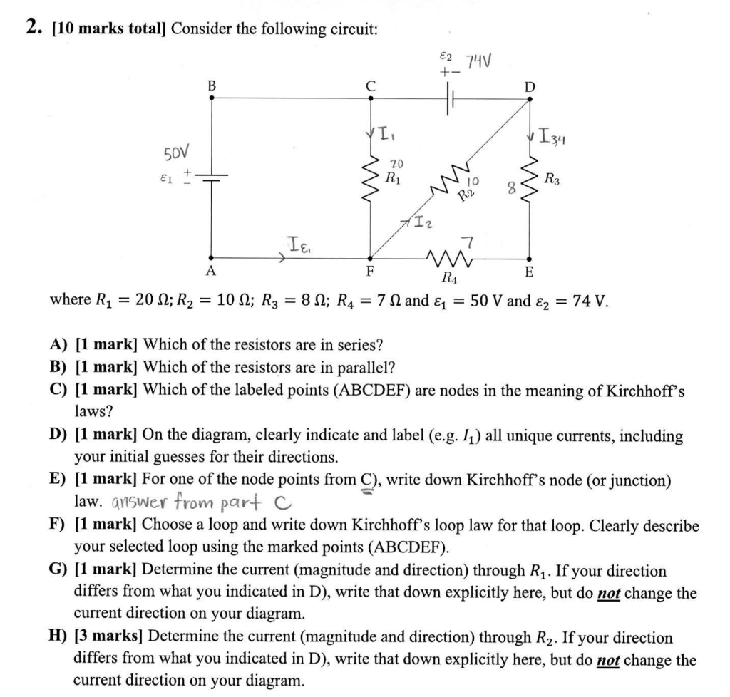 Solved 2. [10 marks total] Consider the following circuit: | Chegg.com