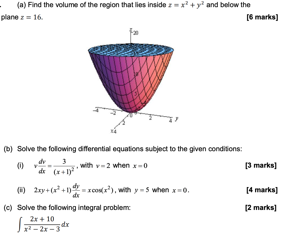 Solved (a) Find the volume of the region that lies inside z | Chegg.com