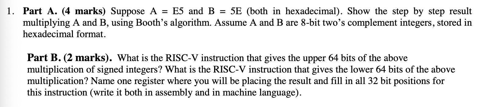 Solved 1. Part A. (4 marks) Suppose A = E5 and B 5E (both in | Chegg.com