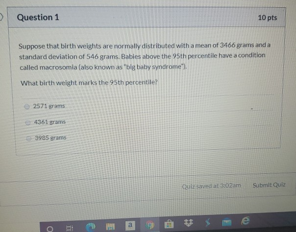 Solved Question 1 10 pts Suppose that birth weights are | Chegg.com Solved Question 1 10 pts Suppose that birth weights are | Chegg.com