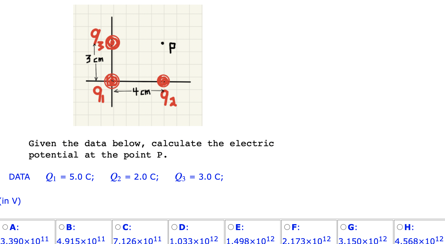 Solved Given the data below, calculate the electric | Chegg.com