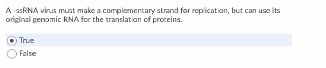Solved A-SSRNA virus must make a complementary strand for | Chegg.com