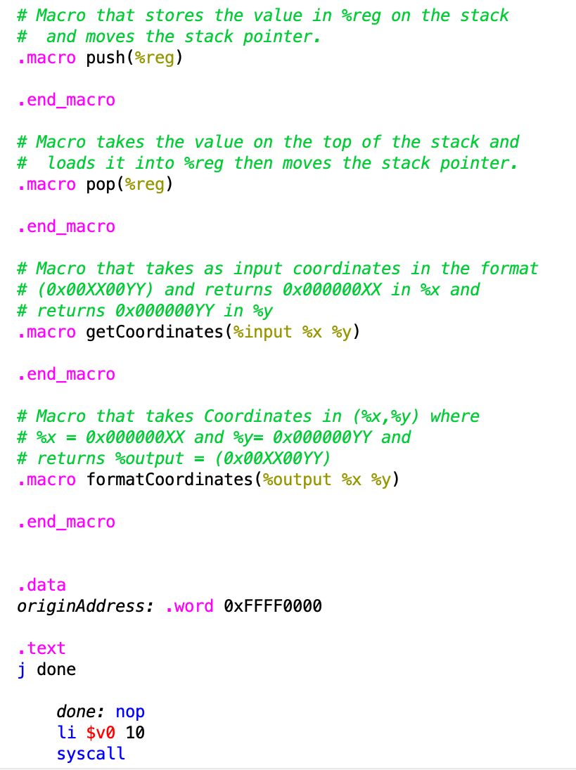 The template is to create subroutines. The test file | Chegg.com