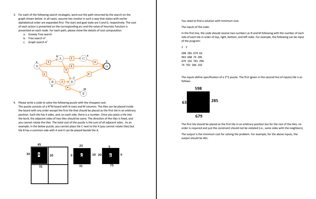 Solved 3. For each of the following search strategies, work | Chegg.com