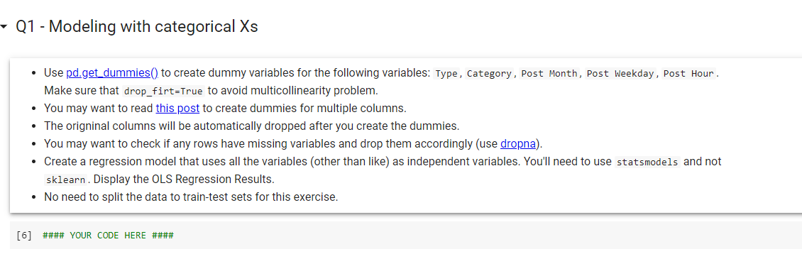 Q1 - Modeling with categorical Xs • Use | Chegg.com