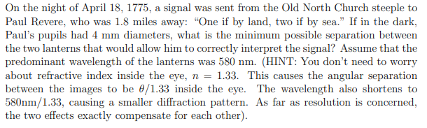 Solved On the night of April 18,1775 , a signal was sent | Chegg.com
