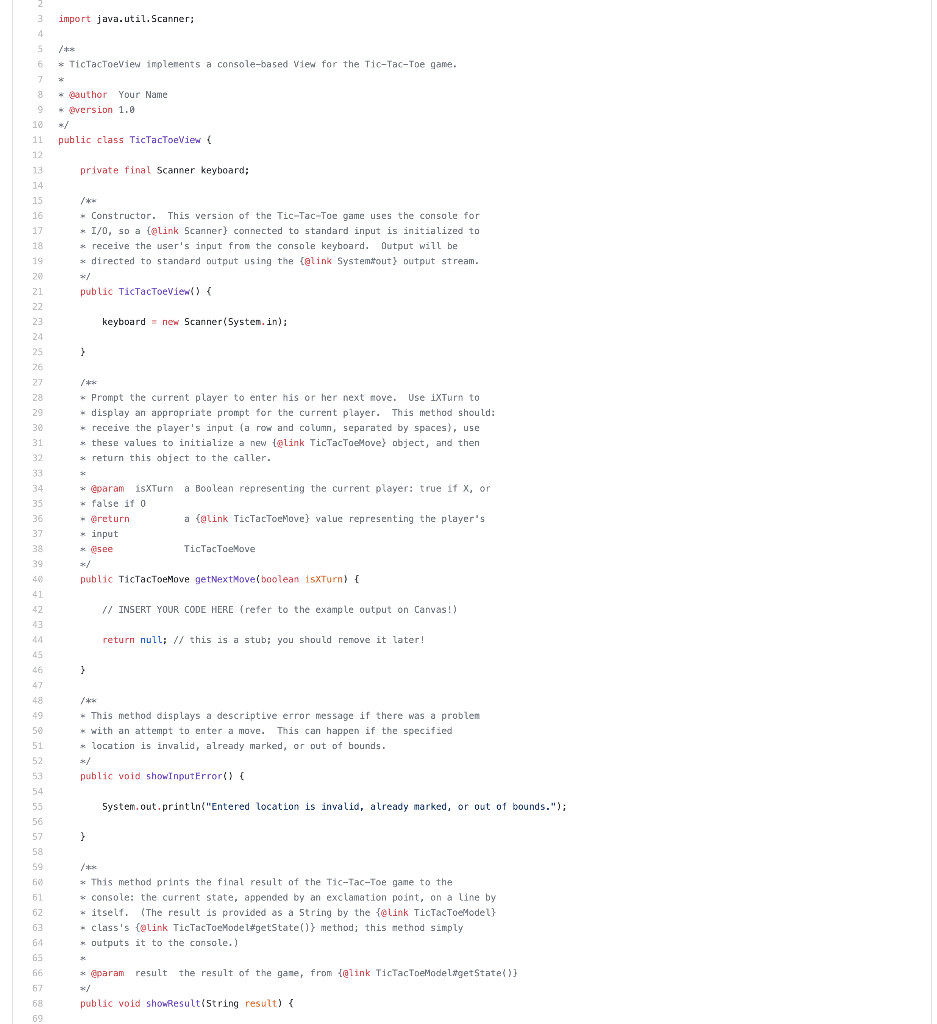 I'm in need helping implement Code Tictactoe Java. I | Chegg.com