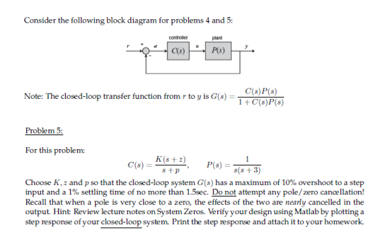 Consider The Following Block Diagram For Problems 4 
