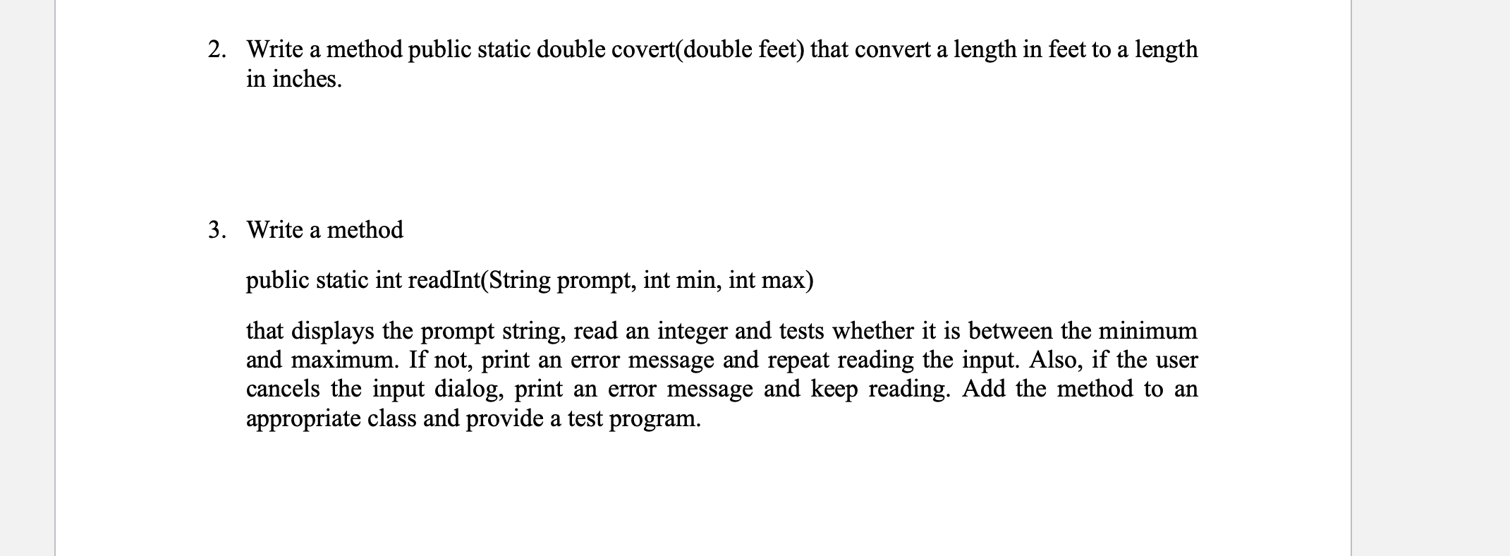 Solved 2. Write a method public static double covert(double | Chegg.com