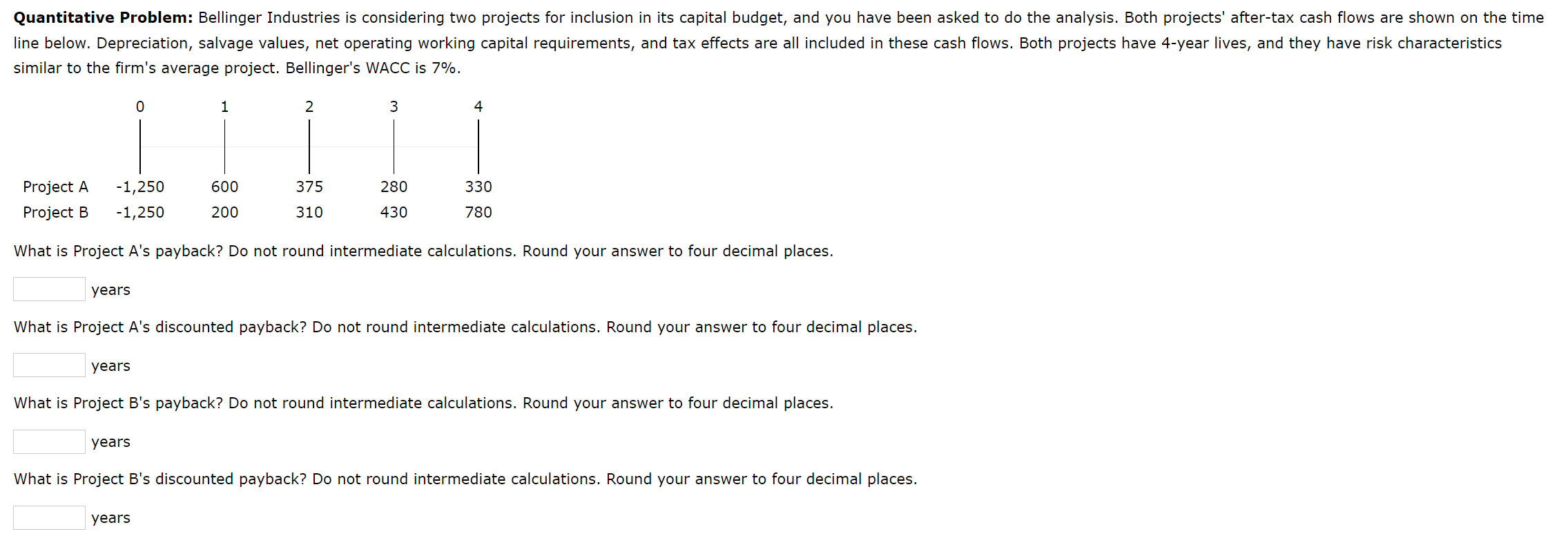 Solved similar to the firm's average project. Bellinger's | Chegg.com