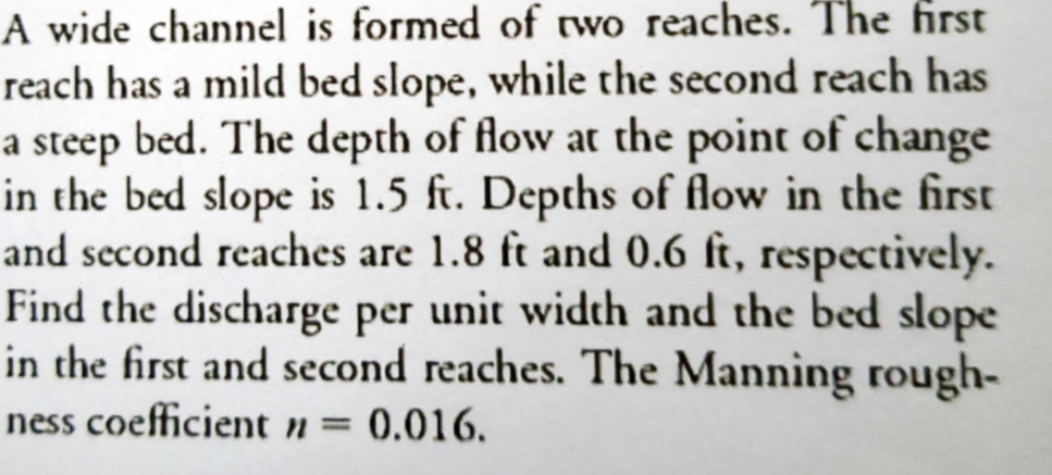 Solved A wide channel is formed of two reaches. The first | Chegg.com