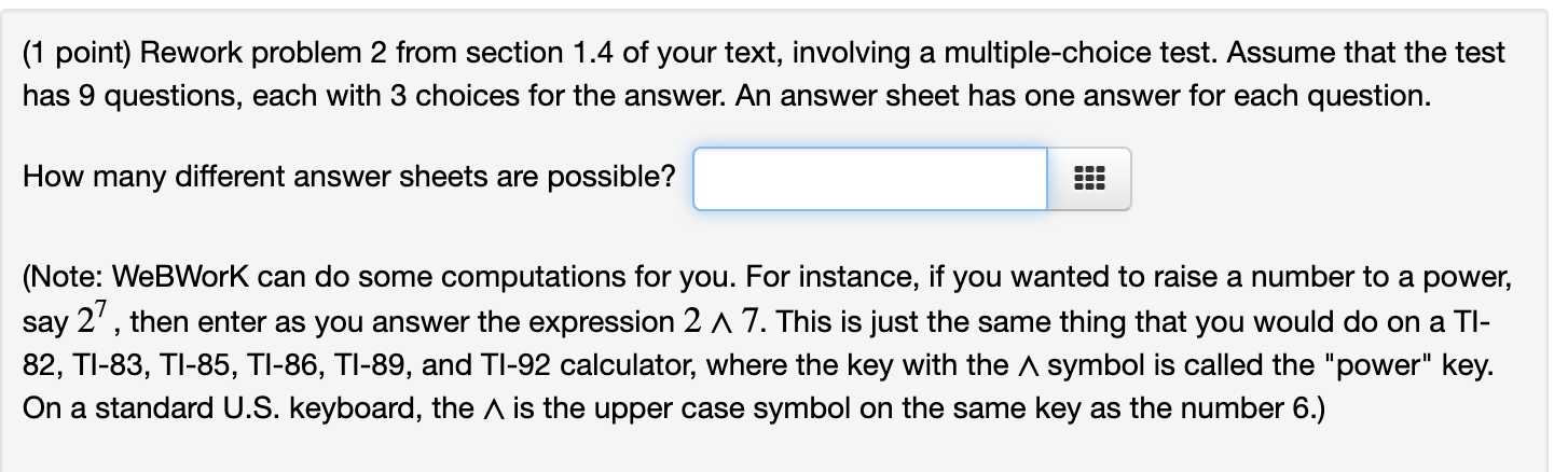 Solved (1 point) Rework problem 2 from section 1.4 of your | Chegg.com