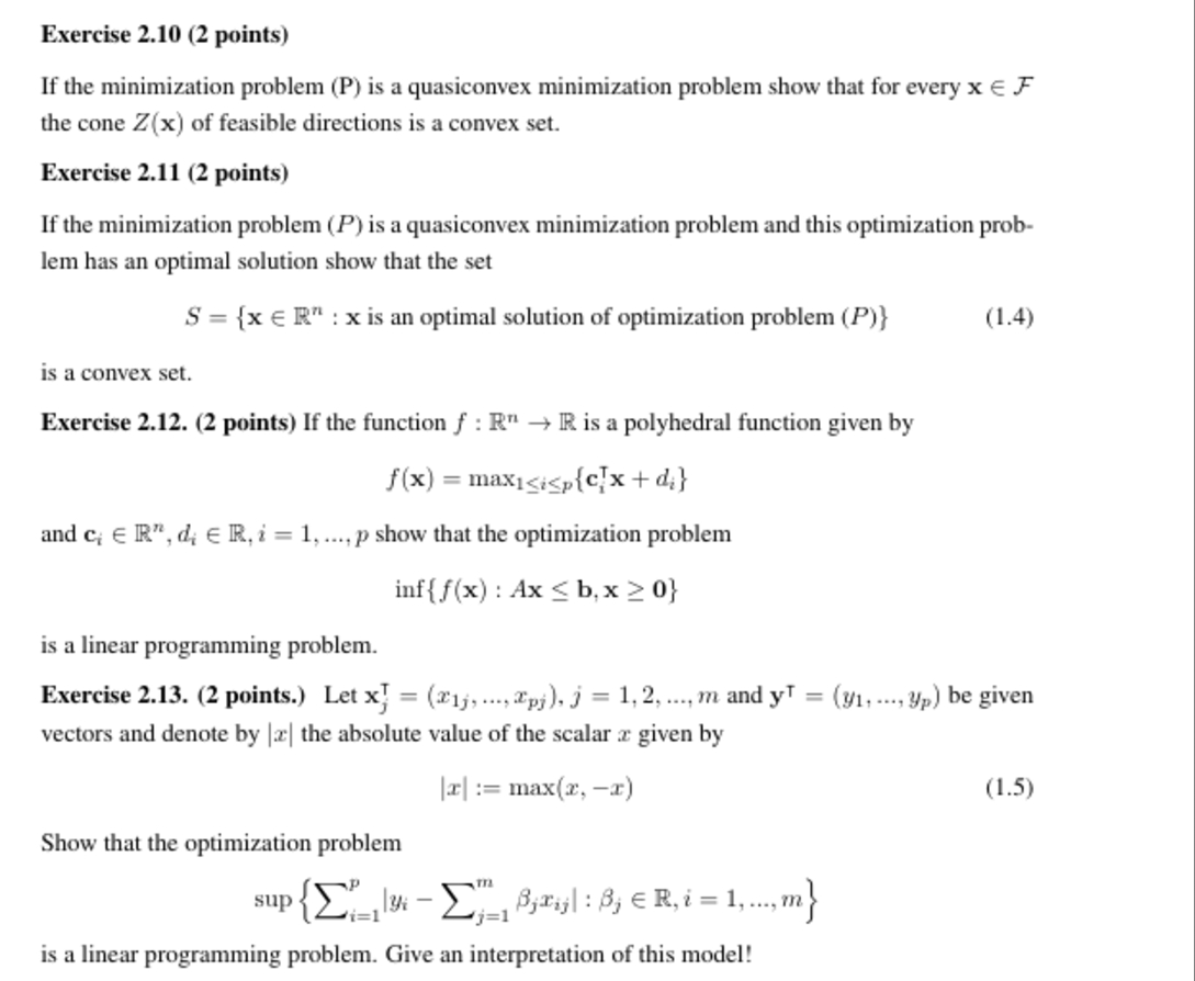 Solved Exercise 2.10 (2 ﻿points)If ﻿the minimization problem | Chegg.com