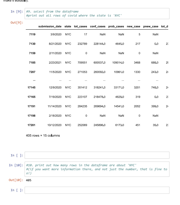 Solved I need to print all rows that have NYC in the state | Chegg.com