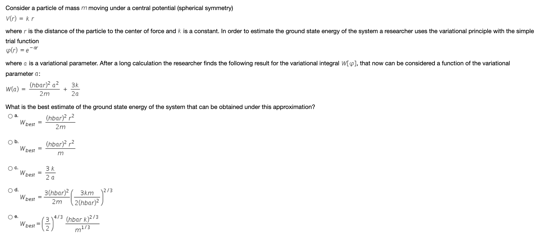 Consider a particle of mass m moving under a central | Chegg.com