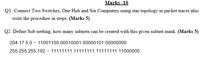 Solved Q1. Connect Two Switches, One Hub and Six Computers | Chegg.com