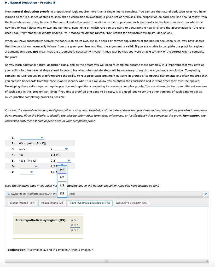 Solved 9. Natural Deduction - Practice 5 Most natural | Chegg.com