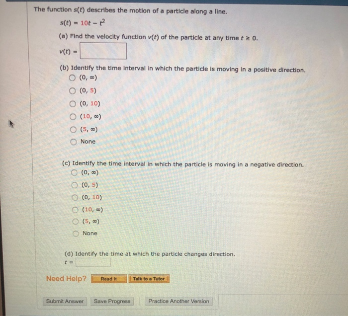 Solved The function s(t) describes the motion of a particle | Chegg.com