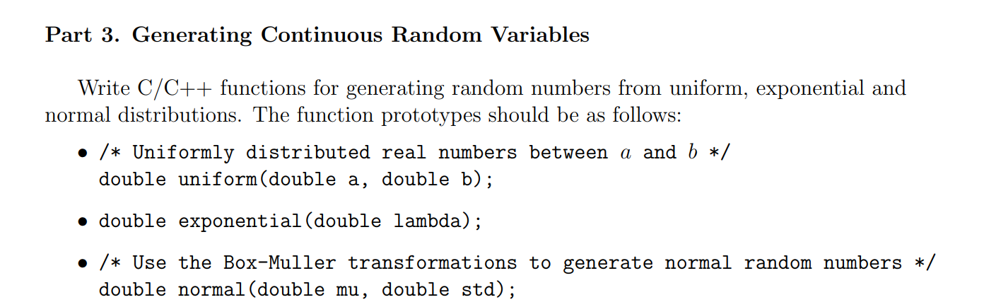 Solved Part 3 Generating Continuous Random Variables Write 