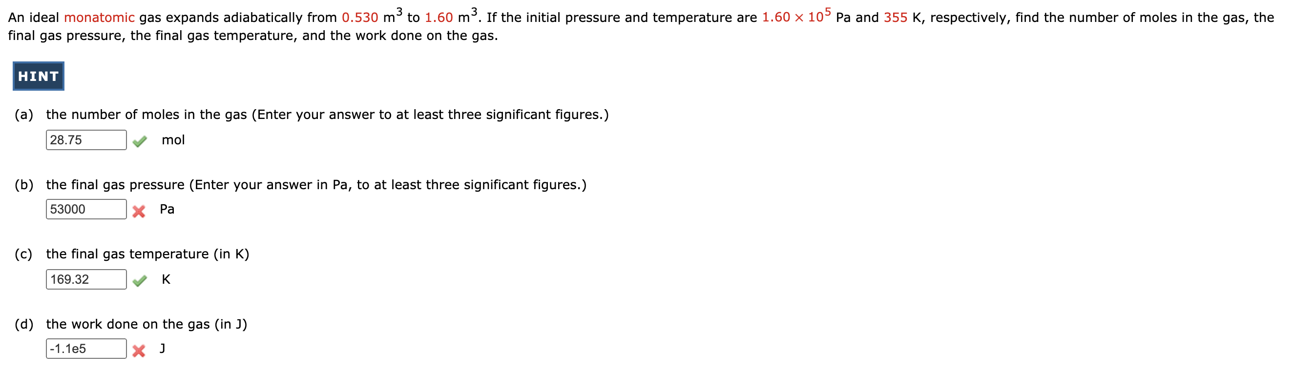 Solved An ideal monatomic gas expands adiabatically from | Chegg.com