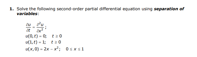 Solved 1. Solve the following second-order partial | Chegg.com