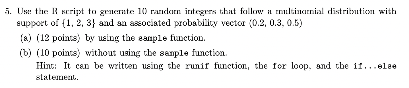 5. Use the R script to generate 10 random integers | Chegg.com