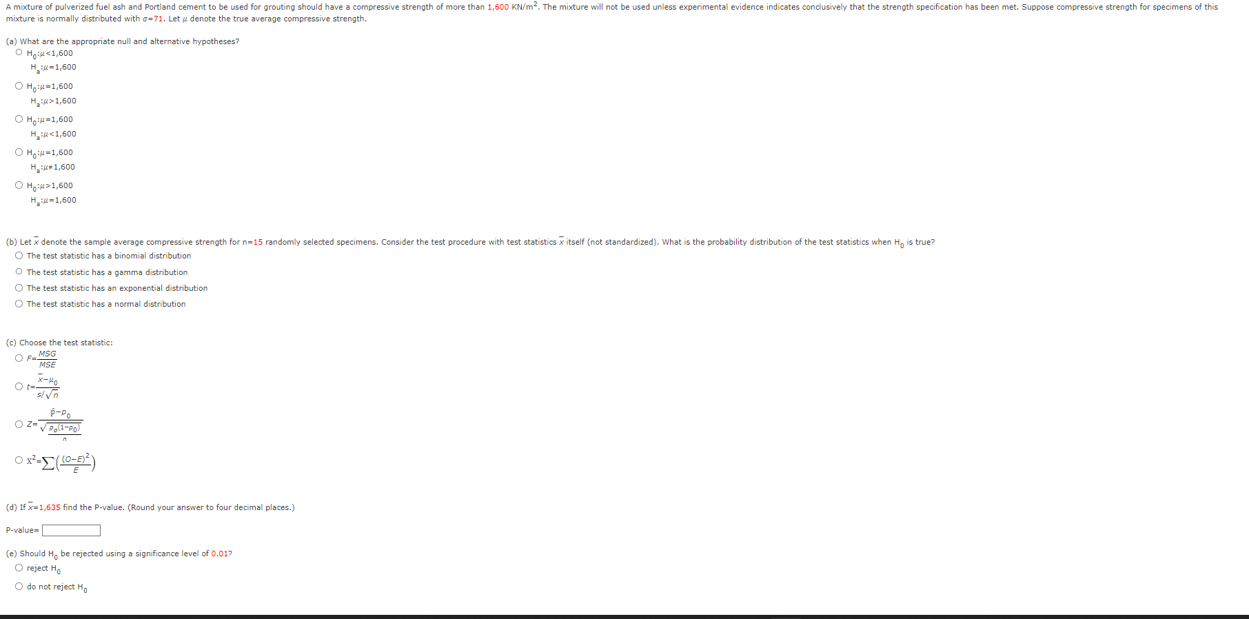 Solved The test statistic has a binomial distribution The | Chegg.com