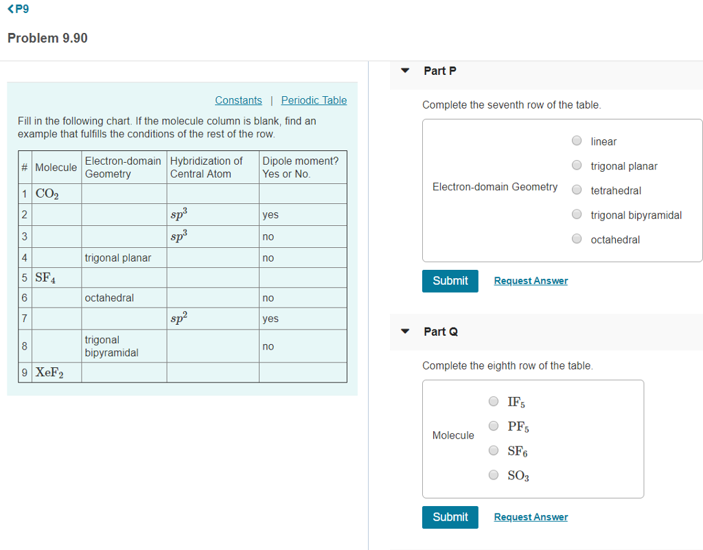 Solved CP9 Problem 9.90 16 of 17> Constants Periodic Table | Chegg.com