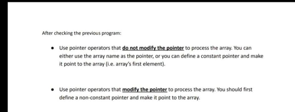 Solved After checking the previous program: • Use pointer | Chegg.com
