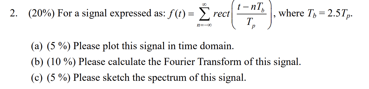 Solved 2. (20\%) For a signal expressed as: | Chegg.com