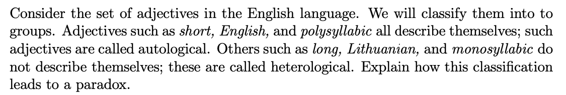 Consider the set of adjectives in the English | Chegg.com
