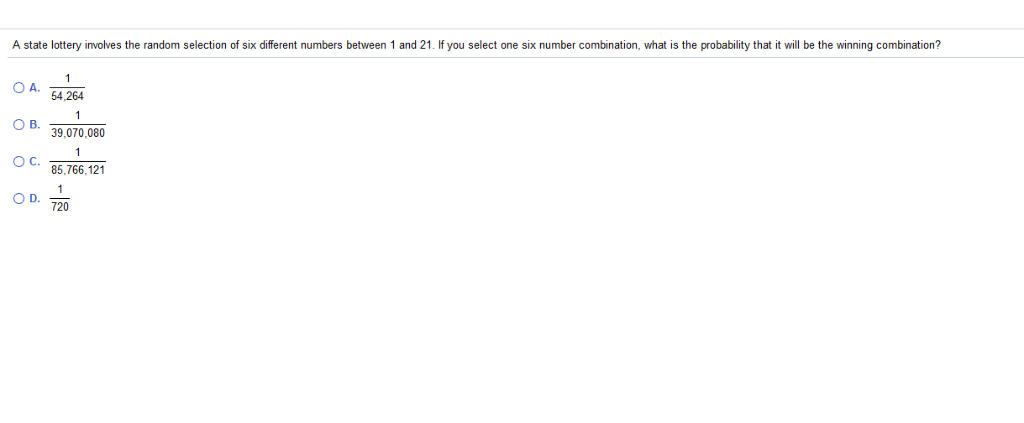 Solved A state lottery involves the random selection of six | Chegg.com