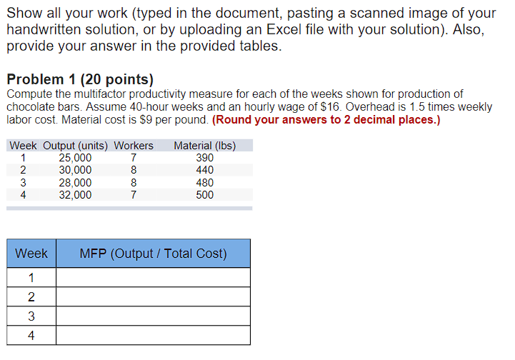 Solved Show all your work (typed in the document, pasting a | Chegg.com