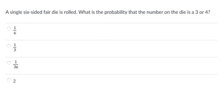 Solved A single six-sided fair die is rolled. What is the | Chegg.com