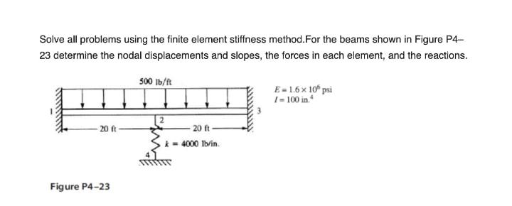 Solved Solve all problems using the finite element stiffness | Chegg.com