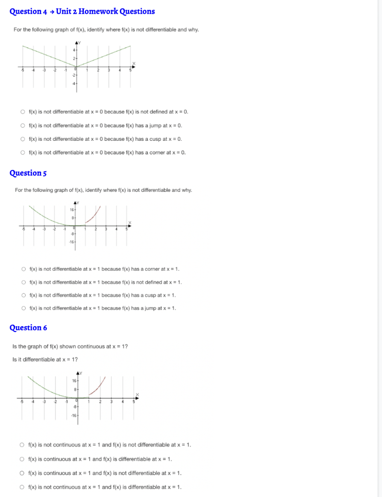 Solved Question 4 – Unit 2 Homework Questions For the | Chegg.com